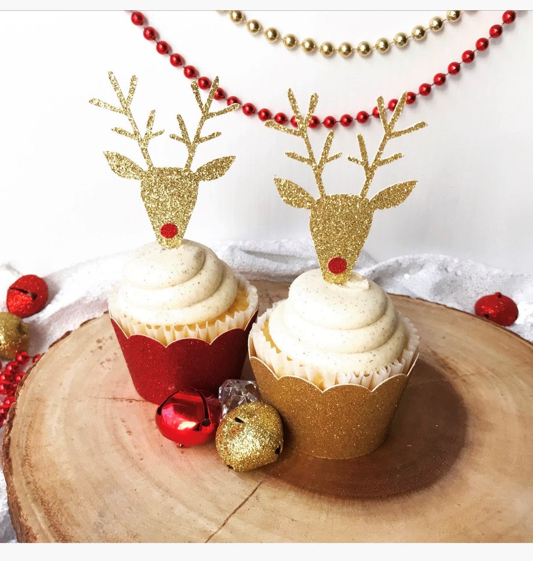 Reindeer Cupcake Toppers| Rudolph Cupcake Toppers| Deer Cupcake Toppers ...