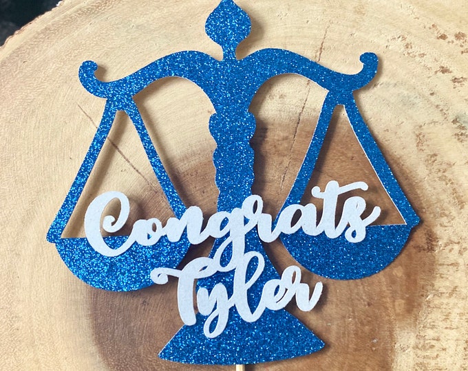 Scales of Justice Acrylic Cake Topper Cake Decor Modern Gold Silver ...
