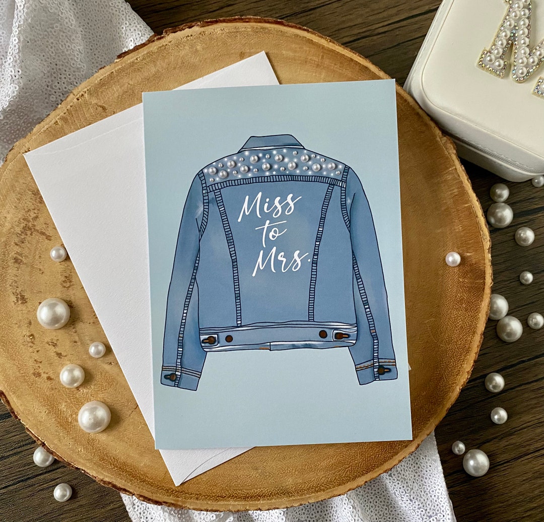 Miss to Mrs. Greeting Card (qty. 1)| Jean Jacket Greeting Card| Bridal ...