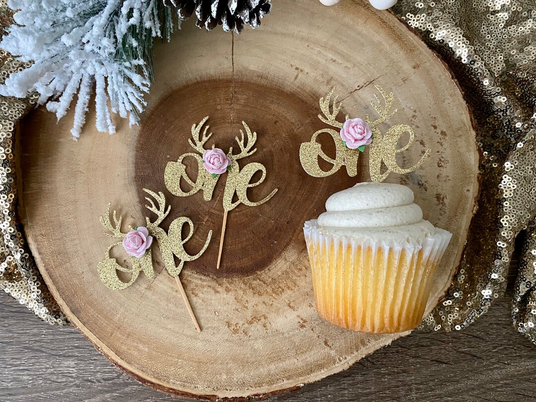 One Cupcake Toppers (qty. 6)| Deer Toppers| Deer First Birthday| Deer ...