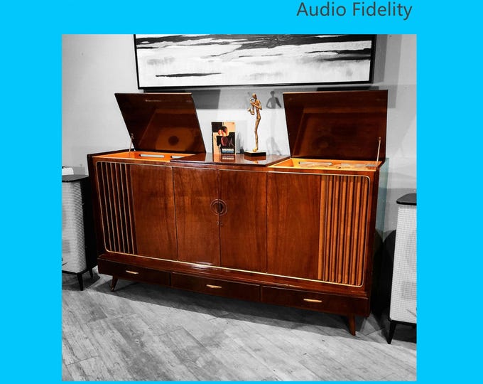 1958 Grundig Cabinet Record Player Stereo Console With Bar, Storage ...