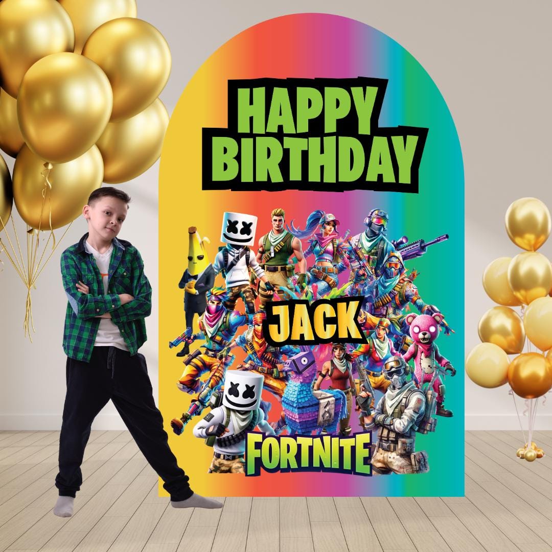 Fort Night Characters Cutout Fortnight Theme Backdrop Children Backdrop ...