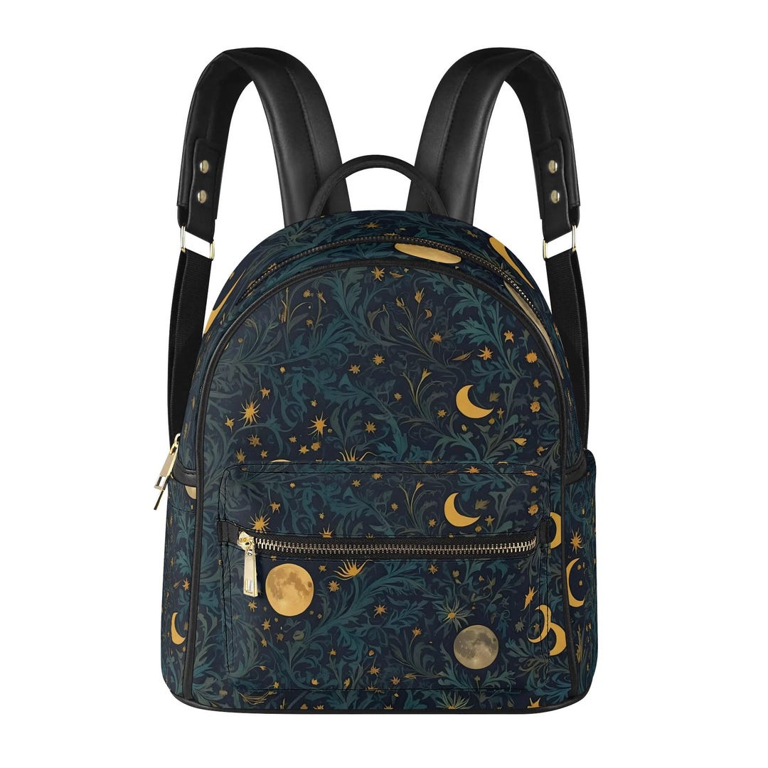 Artsy Bag Moon Print Vegan Leather Backpack PU Backpack Mini Backpack ...