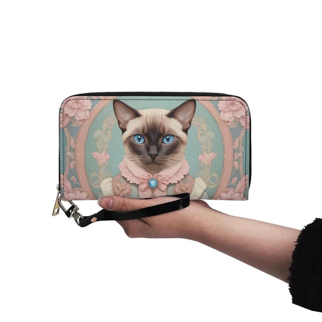 Siamese Cat Wallet Vegan Leather Cute Wallet Vegan Leather Wallet Zip ...