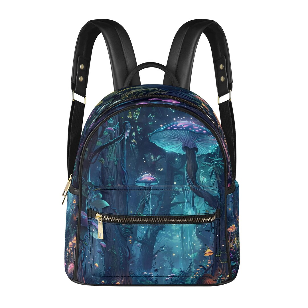 Enchanted Fantasy Forest Vegan Leather Backpack PU Backpack Mini ...