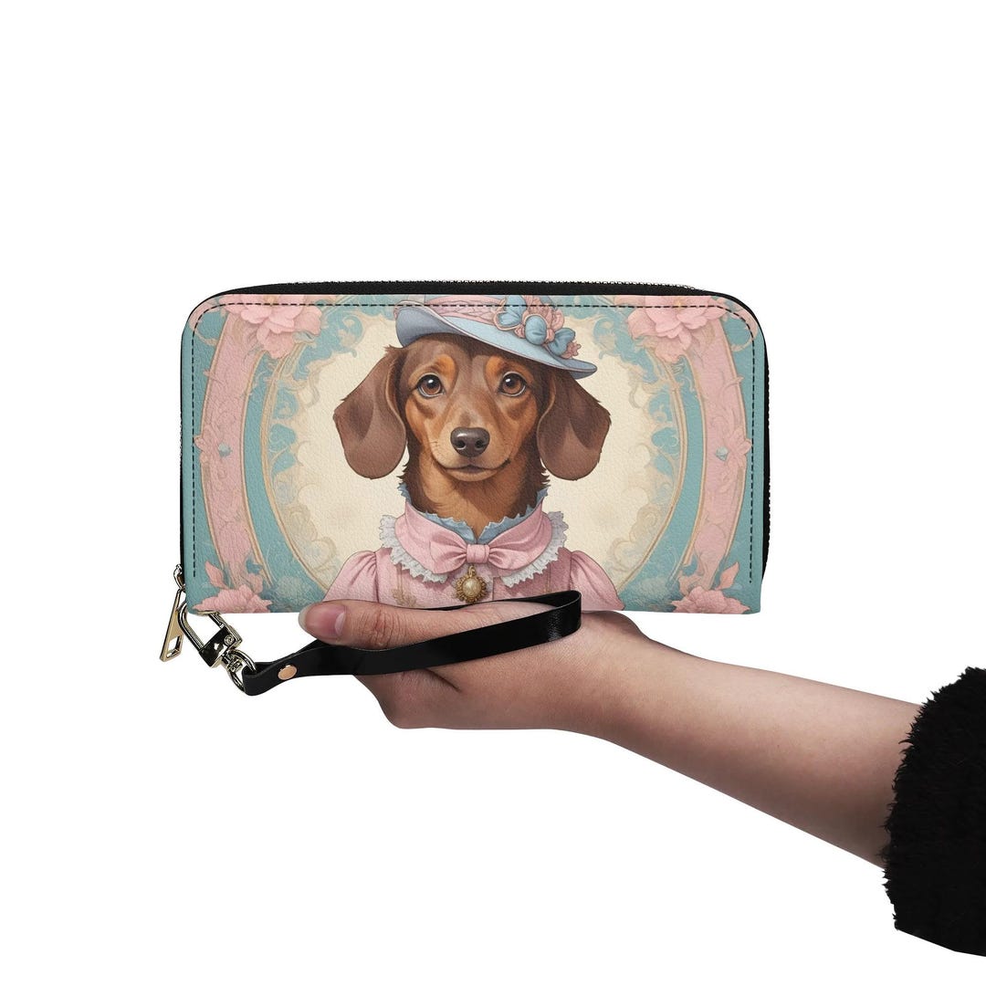 Dachshund Dog Wallet Vegan Leather Cute Wallet Vegan Leather Wallet Zip ...