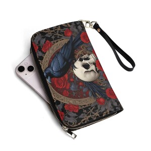 Goth Crow Skull Wallet Vegan Leather Cute Wallet Vegan Leather Wallet ...
