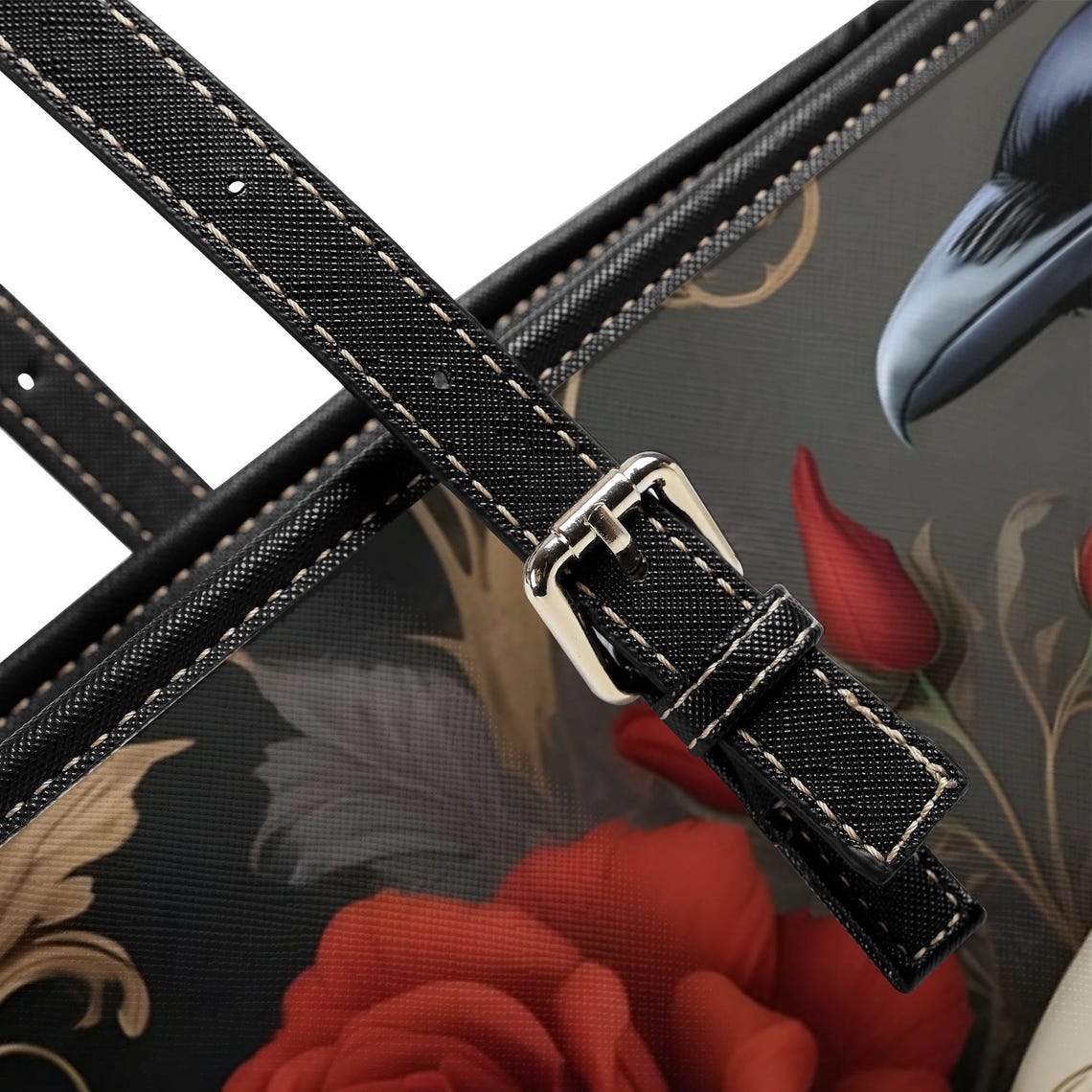 Gothic Crow Tote Bag Cute Tote Bag Vegan Faux Leather Shoulder Bag ...