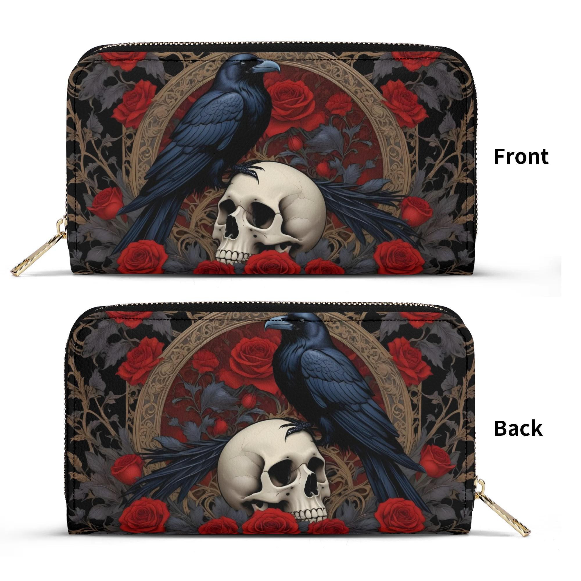 Goth Crow Skull Wallet Vegan Leather Cute Wallet Vegan Leather Wallet ...