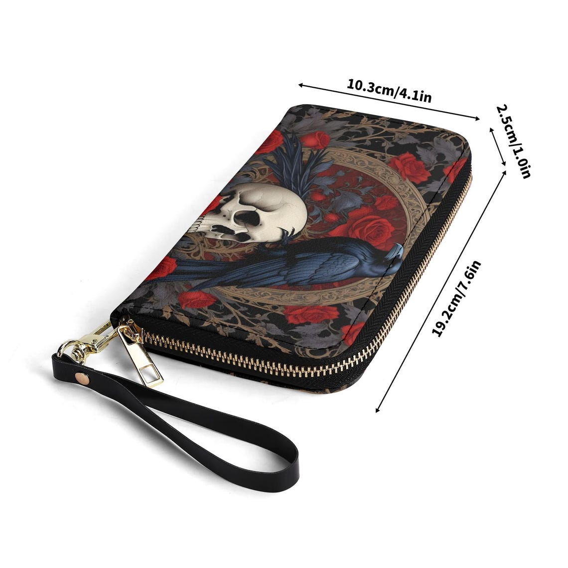 Goth Crow Skull Wallet Vegan Leather Cute Wallet Vegan Leather Wallet ...