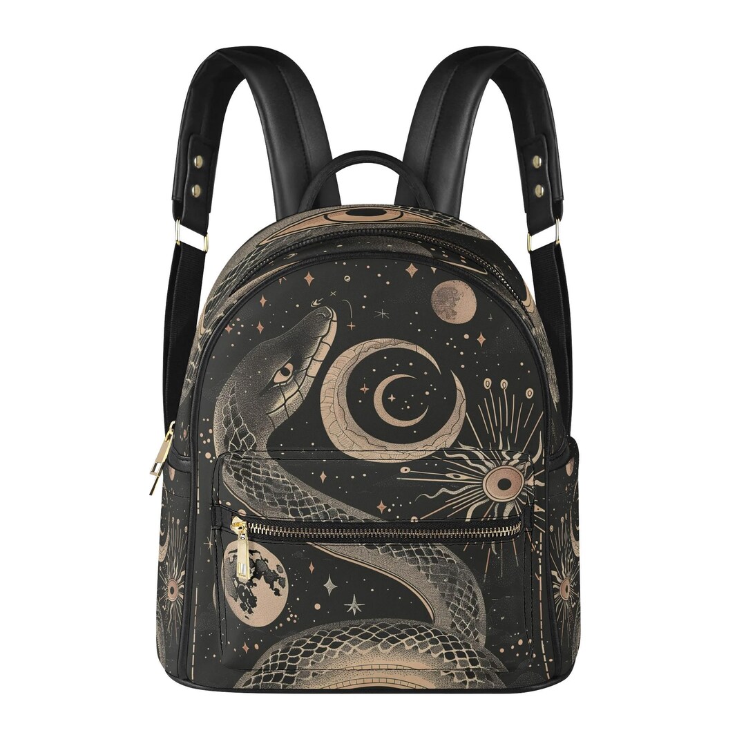 Cosmic Snake Mini Backpack - Vegan Leather PU Backpack - Etsy