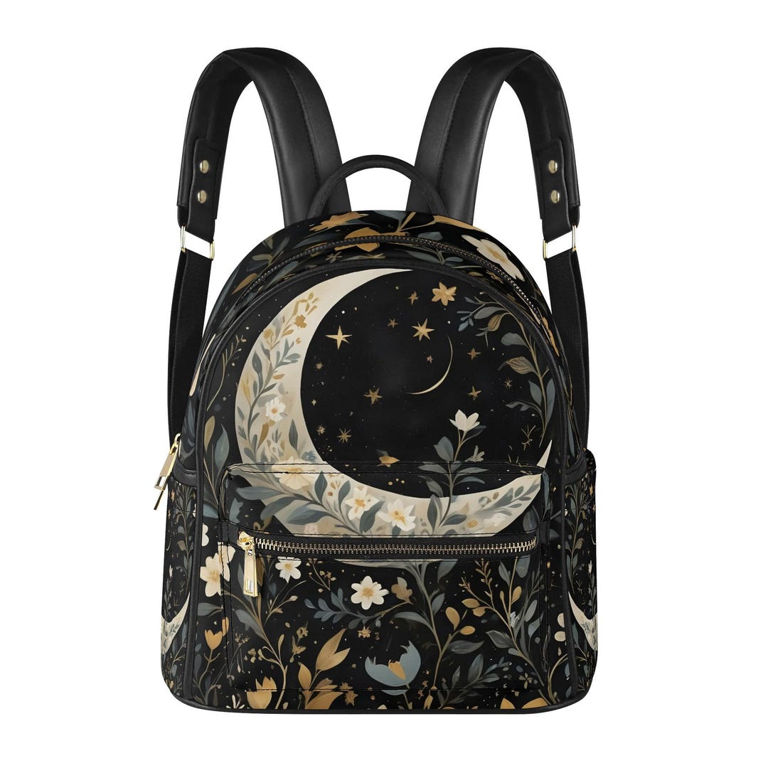 Crescent Moon Vegan Leather Backpack PU Backpack Mini Backpack Cute ...