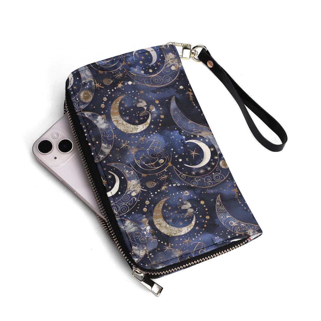 Title Celestial Sky Wallet Cosmic Moon PU Leather Space Themed - Etsy