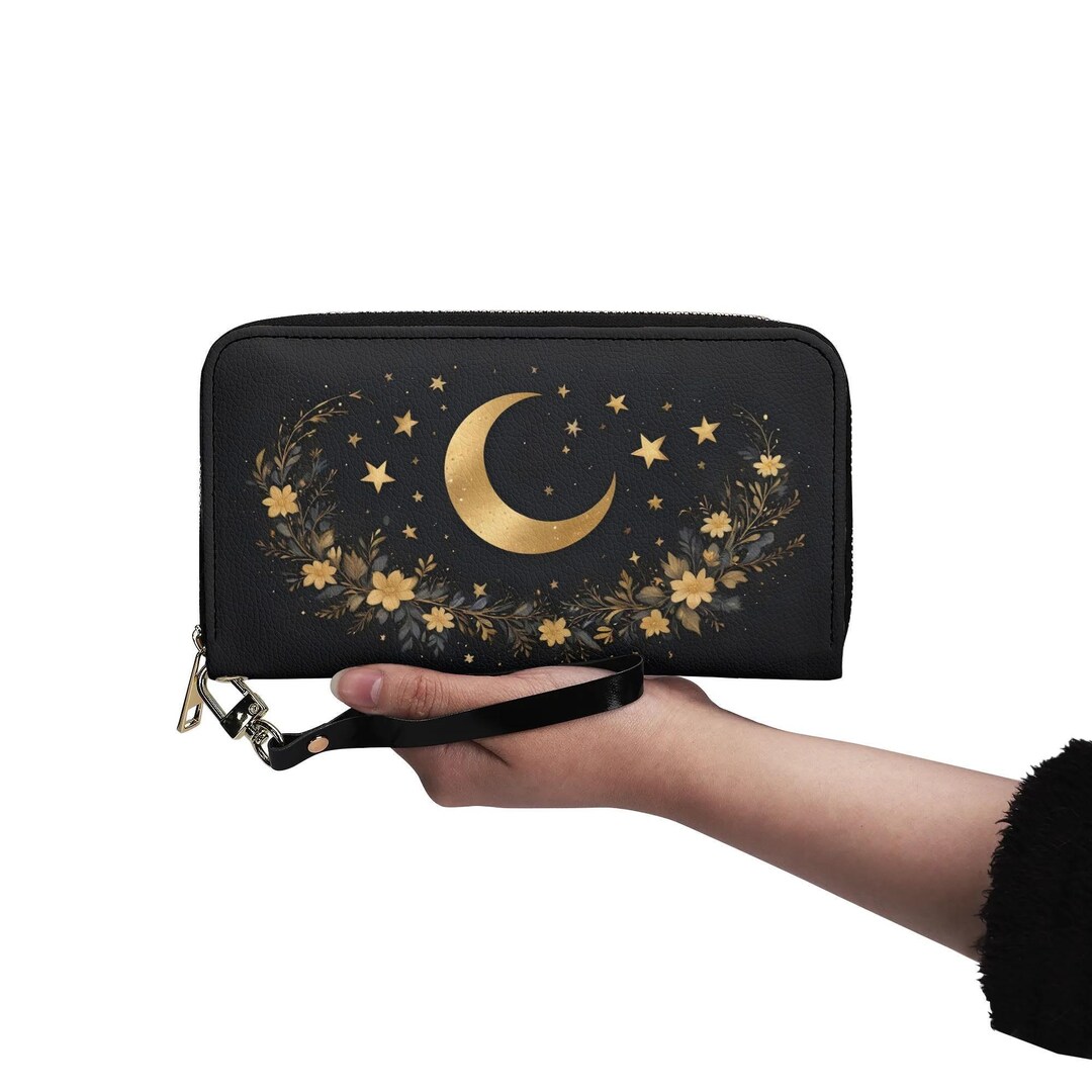 Moon Stars Wallet Vegan Leather Cute Wallet Vegan Leather Wallet Zip ...