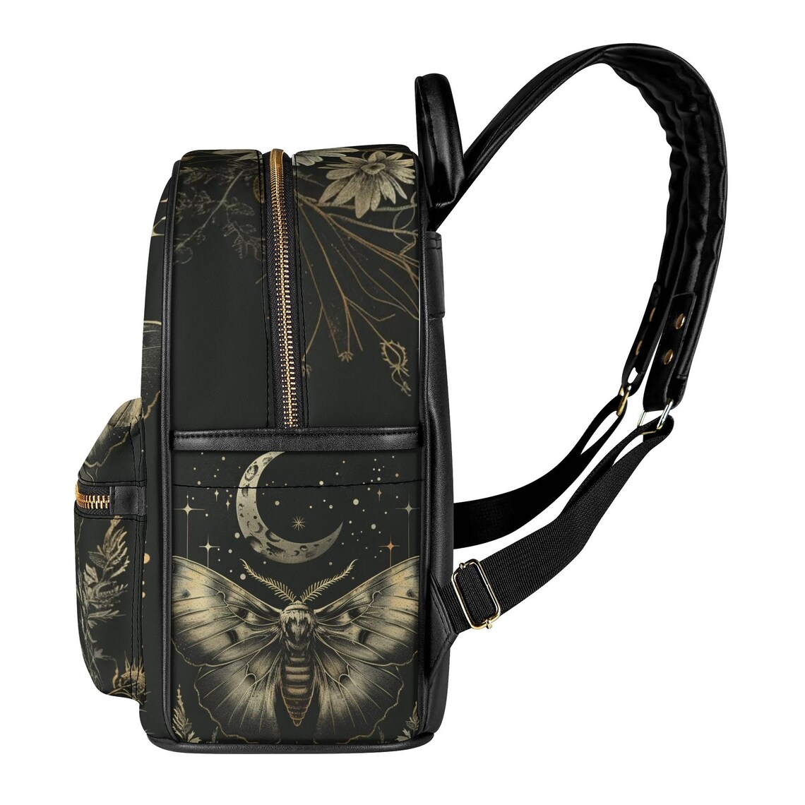 Goth Moth Moon Vegan Leather Backpack PU Backpack Mini Backpack Cute ...
