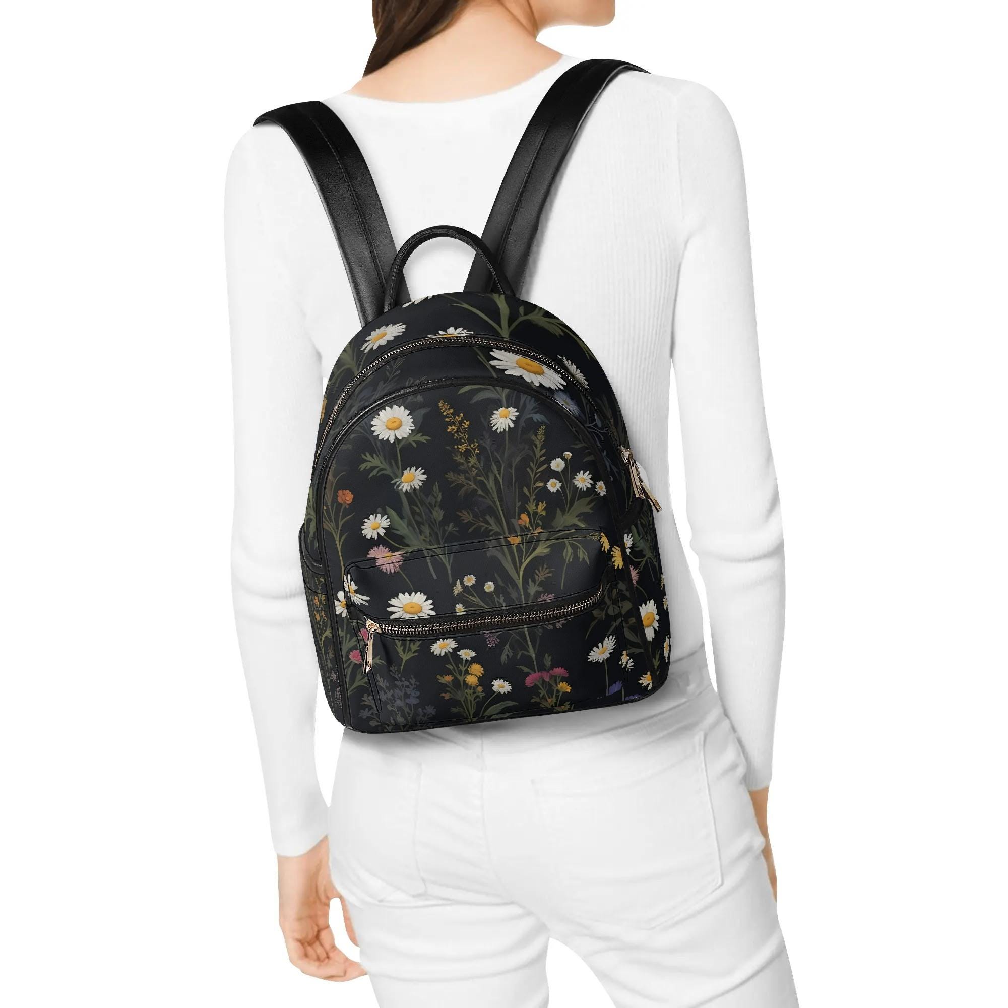 Cottagecore Flower PU Leather Mini Backpack, Cute Floral Print - Etsy