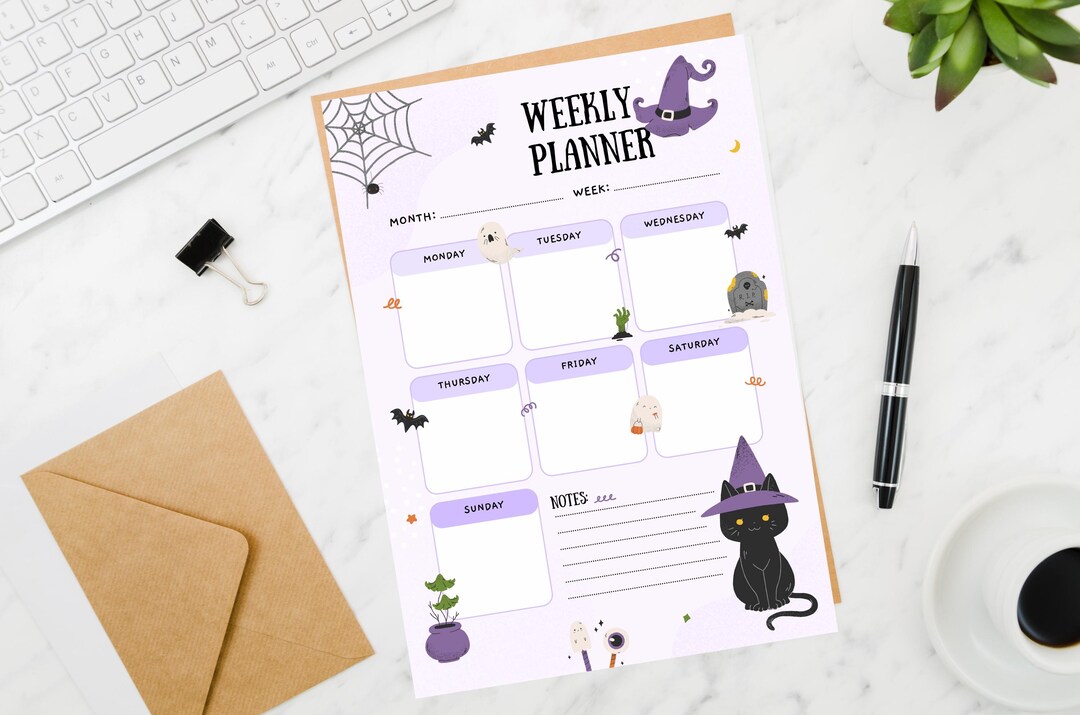 Printable Halloween-themed Weekly Planner Cute and Spooky A4 Size - Etsy
