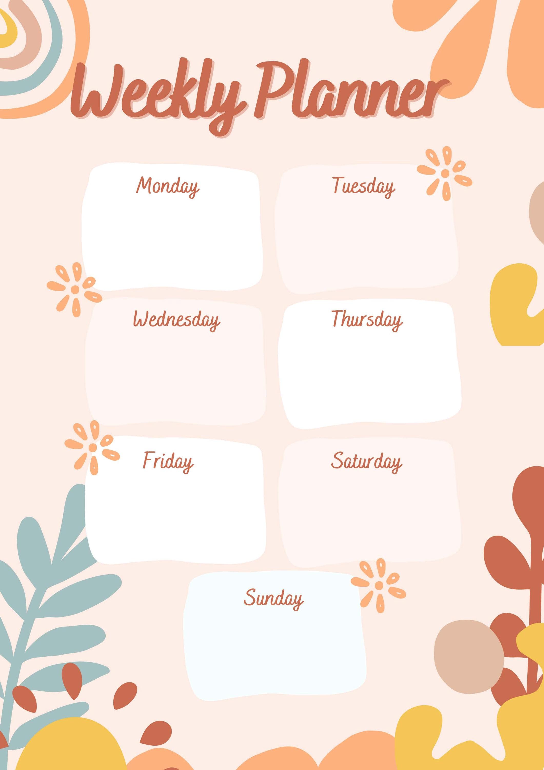 Colorful Weekly Planner Template | Printable Weekly Schedule | Digital ...