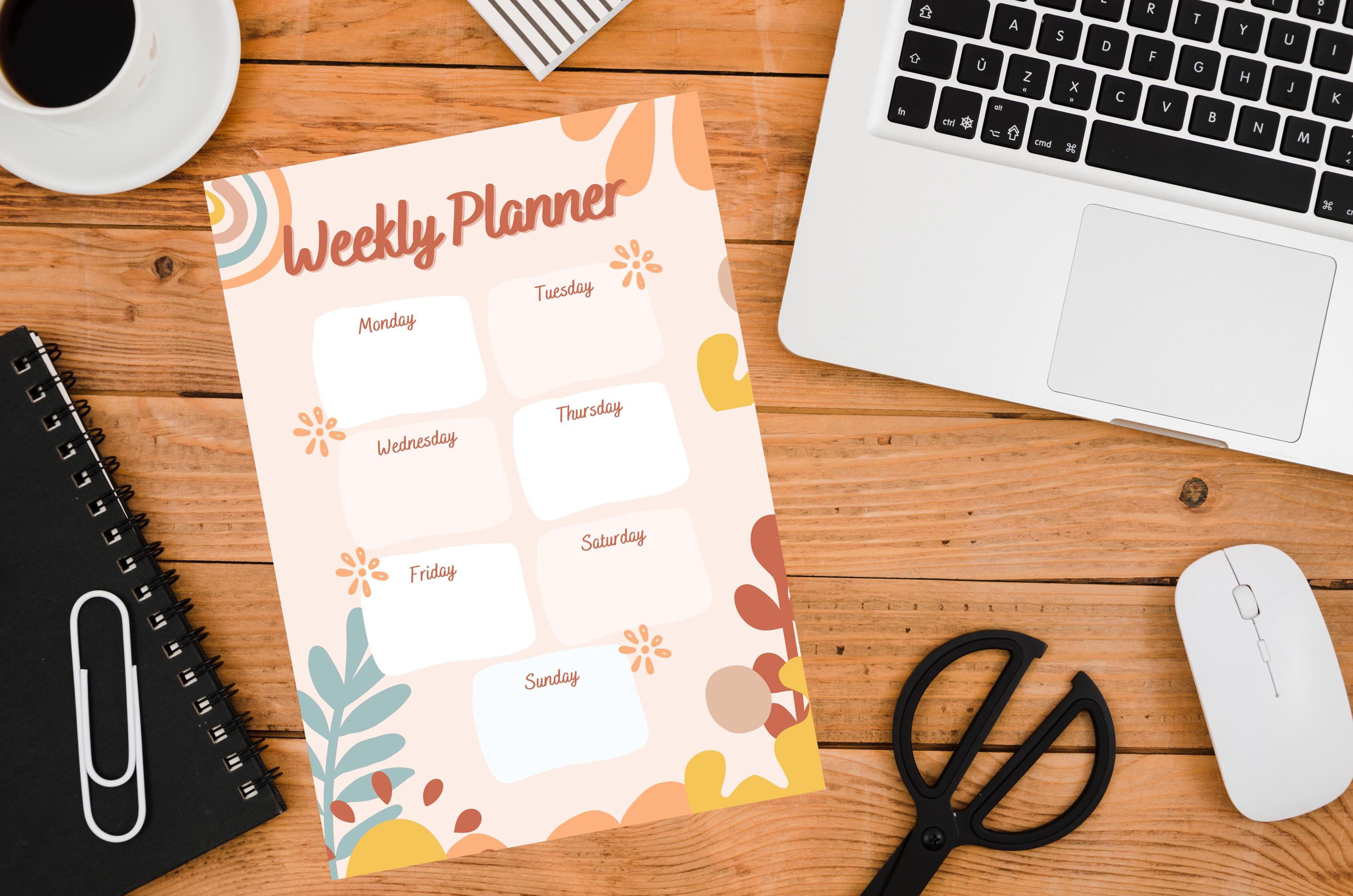Colorful Weekly Planner Template | Printable Weekly Schedule | Digital ...