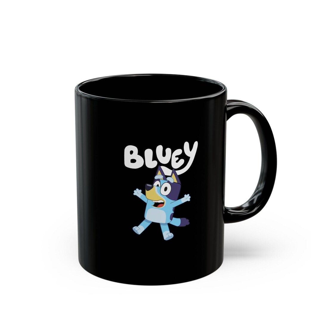 Bluey Theme Mug - Black Coffee Cup for Kids, Birthday Gift, Cartoon ...