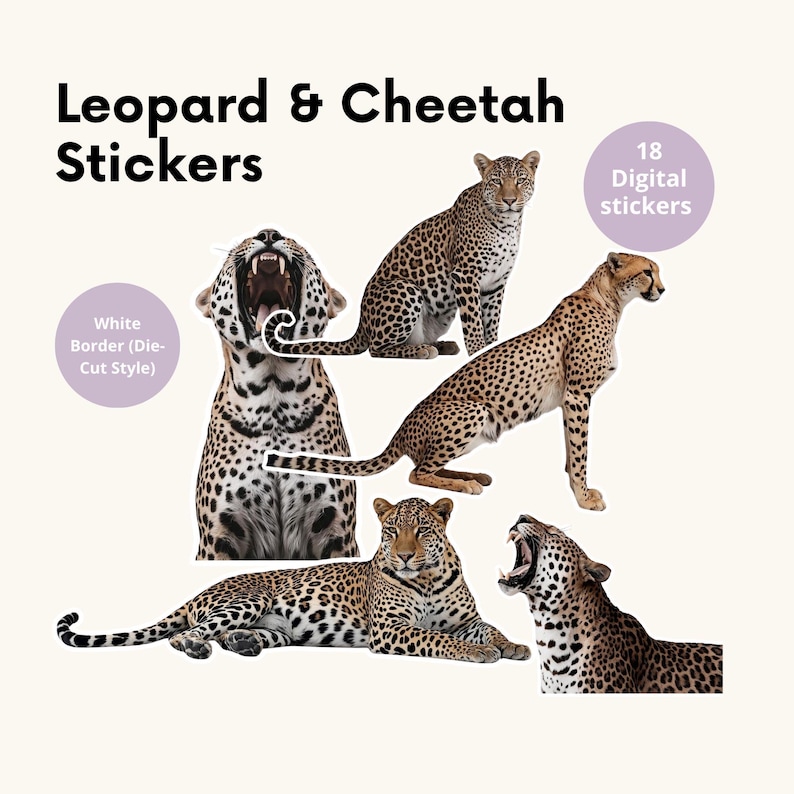 18 Leopard PNG Stickers | Realistic Animal Print Die-cut (digital ...