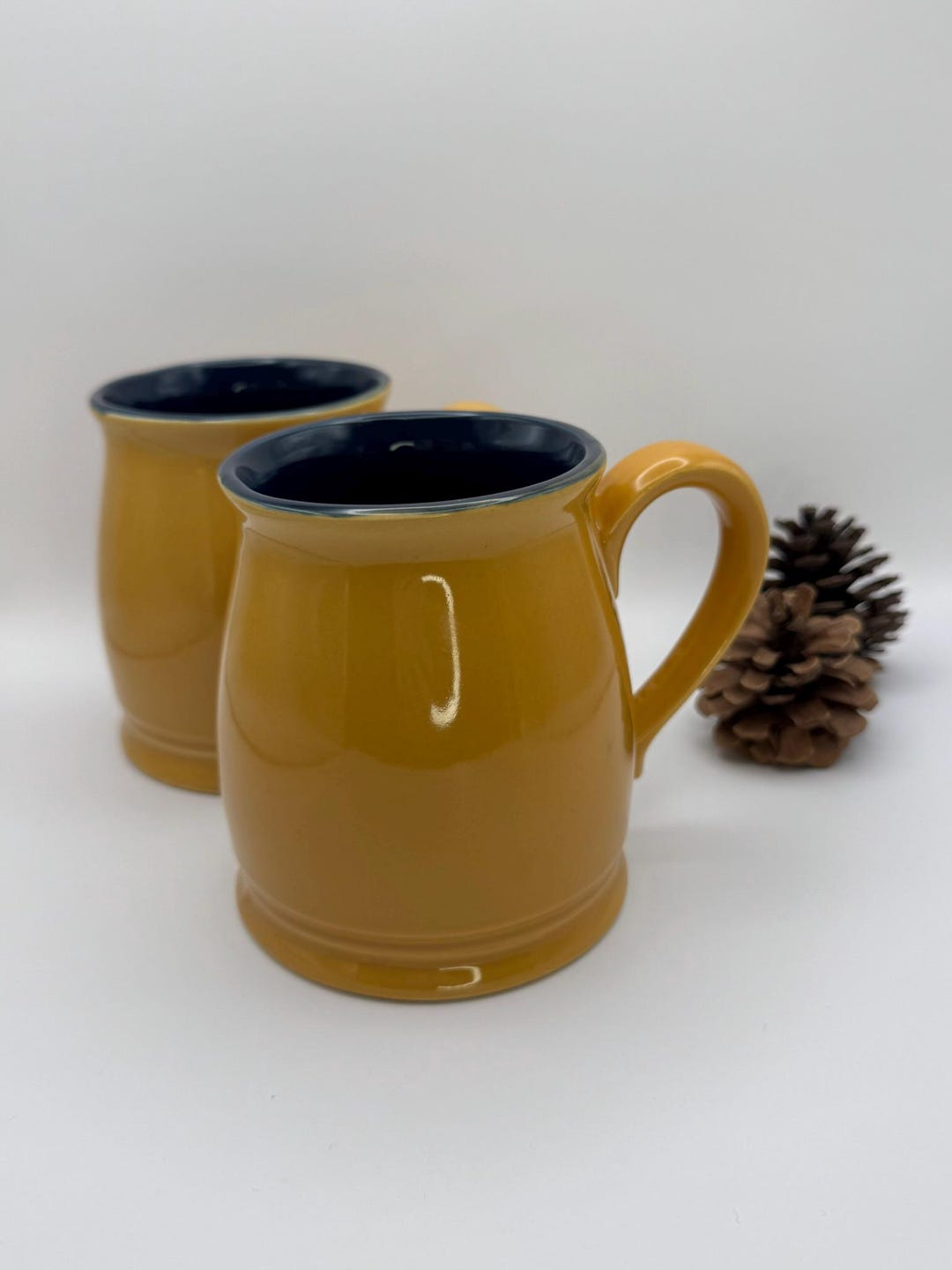 Vintage 1990s Yellow & Blue Ceramic Mugs – Classic and Cozy! - Etsy