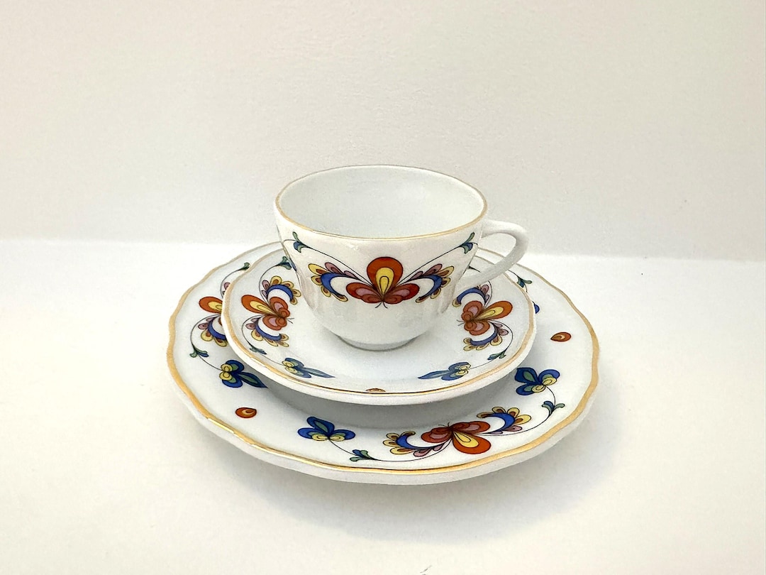Vintage Norwegian Porsgrund Farmers Rose Coffee/ Tea/ Breakfast Set ...