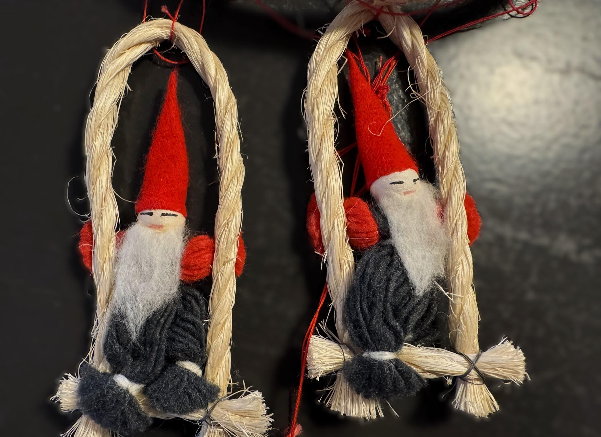 Vintage Norwegian Christmas Yarn Elf Straw Mobile. 1960s. Scandinavian ...