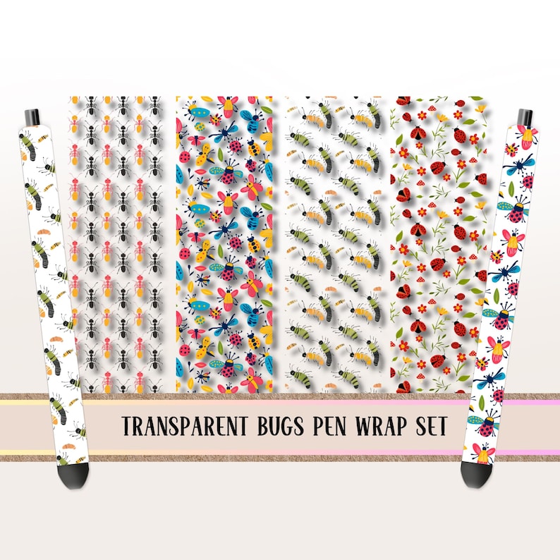 Bugs Transparent Pen Wrap Png Bundle, Garden Insects Ink Joy Epoxy Pen ...
