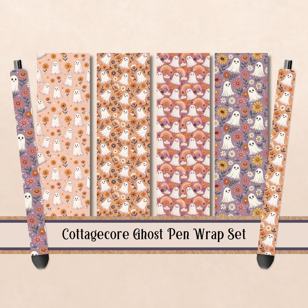 Cottagecore Ghost Pen Wrap PNG Bundle: Halloween Ink Joy Pen ...