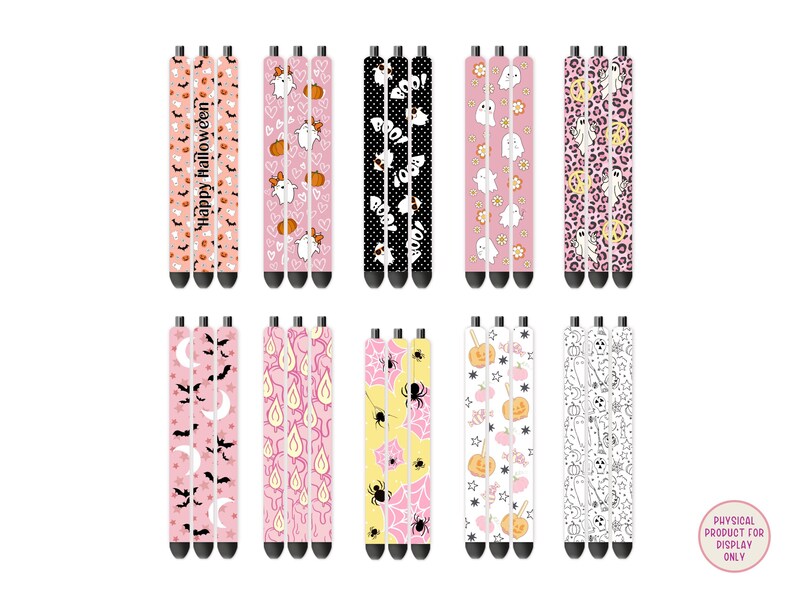 Pink Ghost Pen Wrap PNG Bundle: Retro Halloween Designs (digital ...