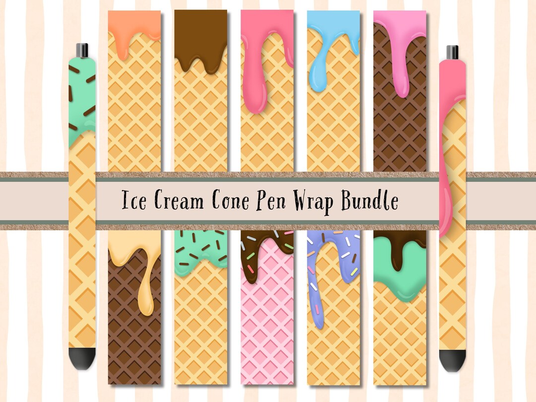 Ice Cream Cone Pen Wrap PNG Bundle: Birthday Ink Joy Designs (digital ...