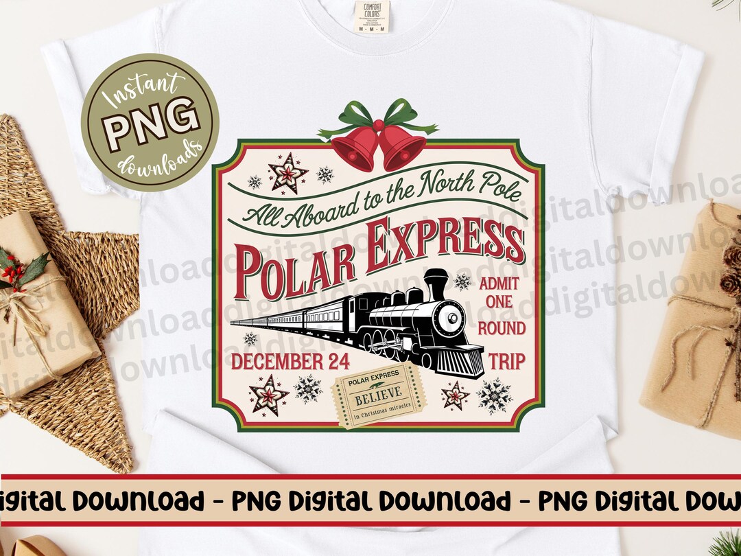 Polar Express Christmas PNG: North Pole Train Ticket (digital Download ...