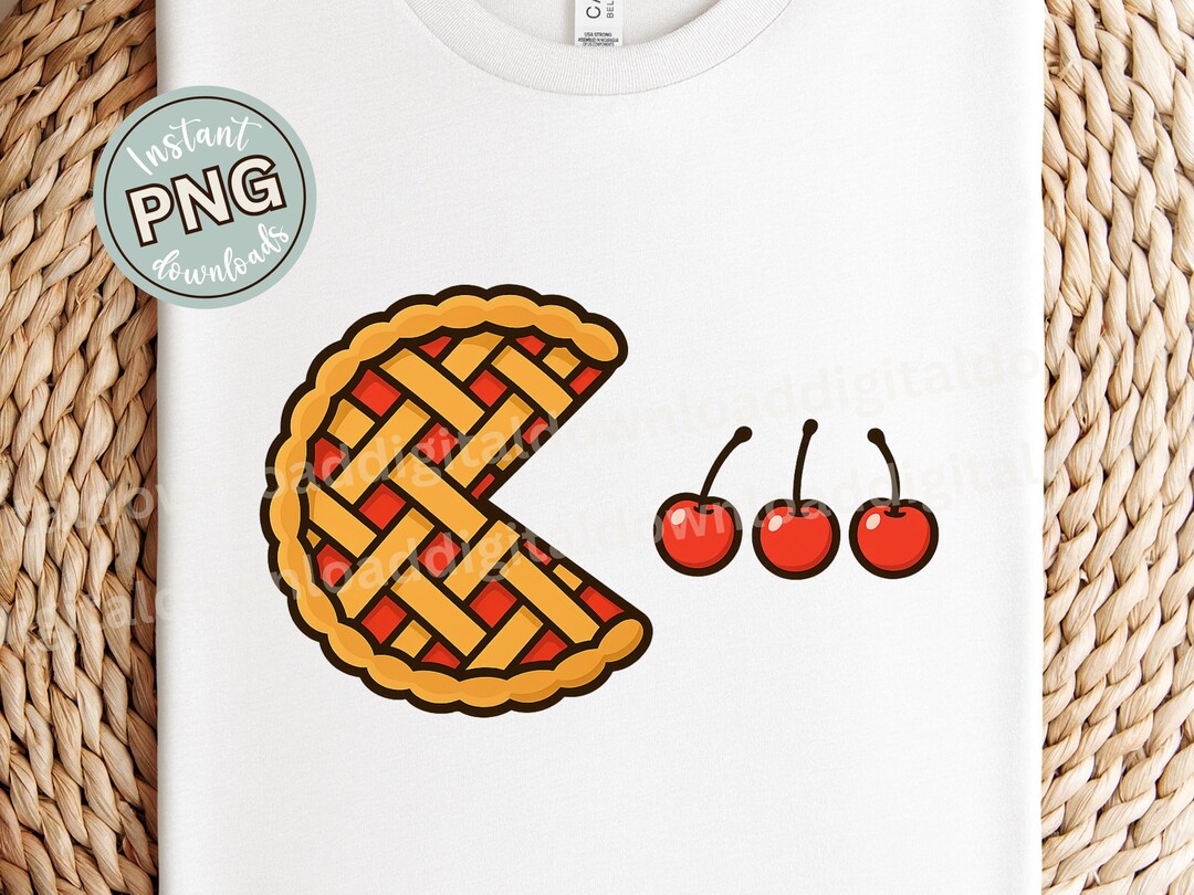 Pie Eating Cherries PNG: Cherry Arcade Gamer Pie Chasing Cherries ...