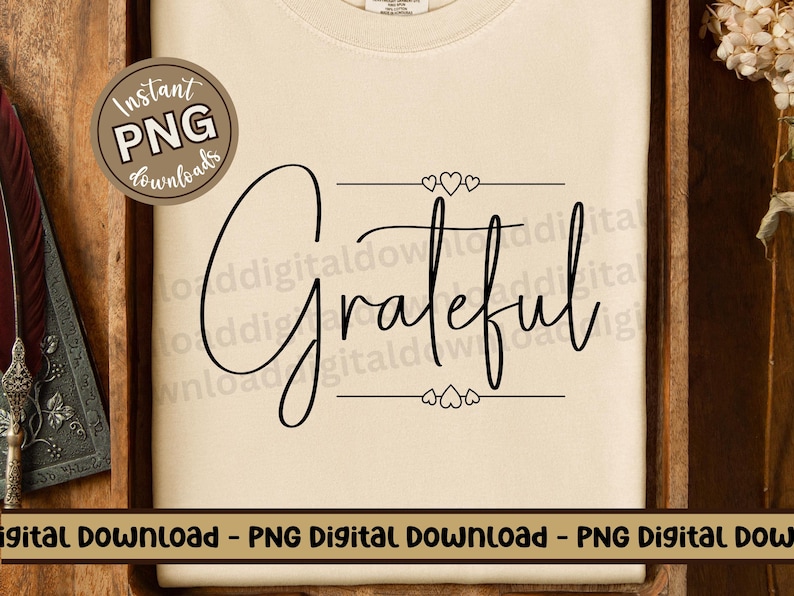 Grateful Cursive Script PNG: Thanksgiving Fall Sublimation (digital ...