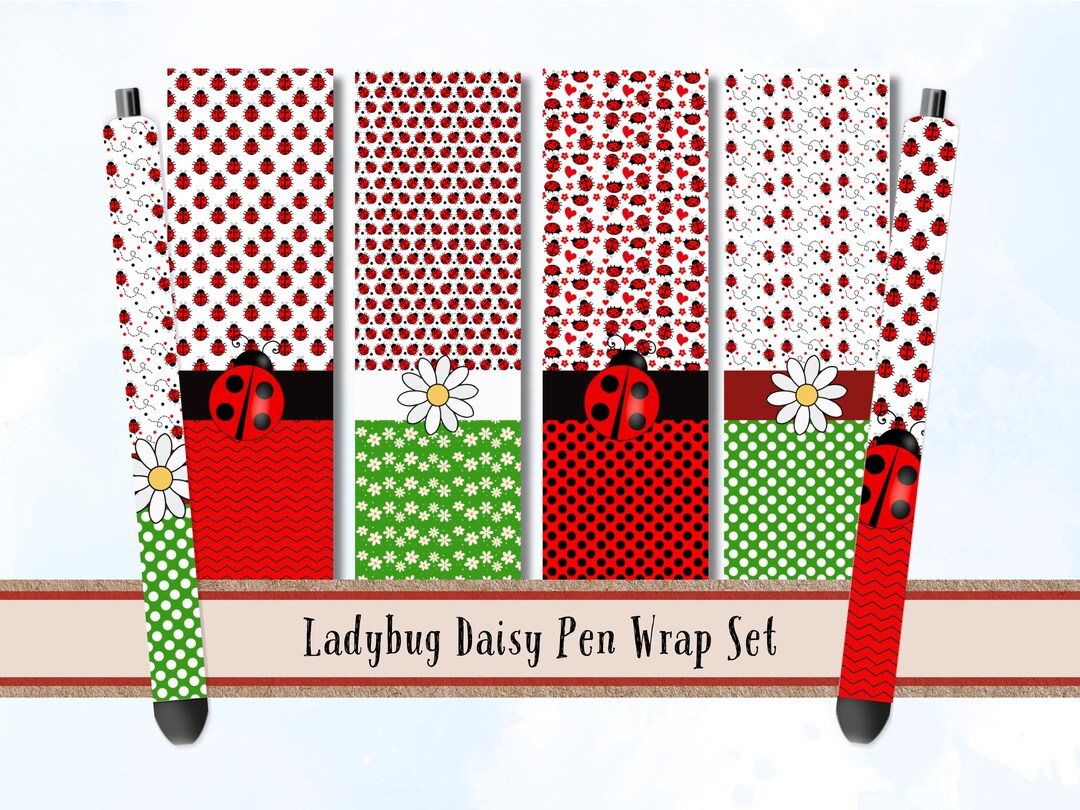 Ladybug Daisy Pen Wrap Png Bundle, Cute Lady Bugs Ink Joy Epoxy Pen ...