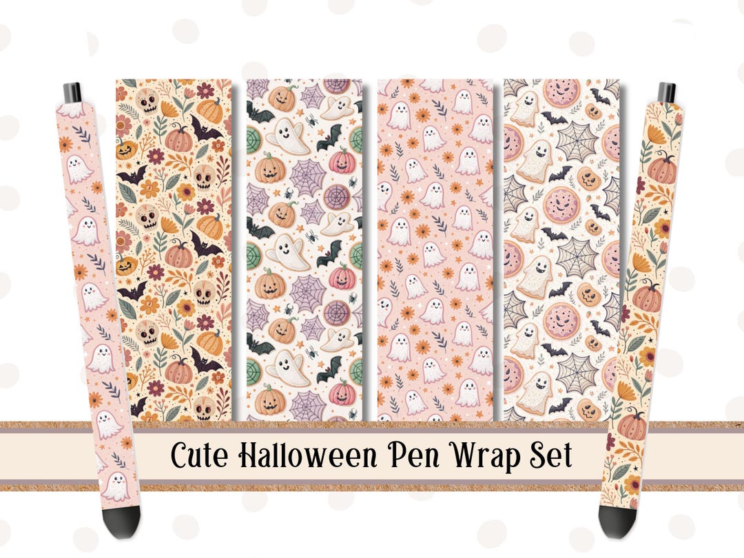 Cute Halloween Pen Wrap Png Bundle: Pink Boho Halloween Treats Ink Joy ...