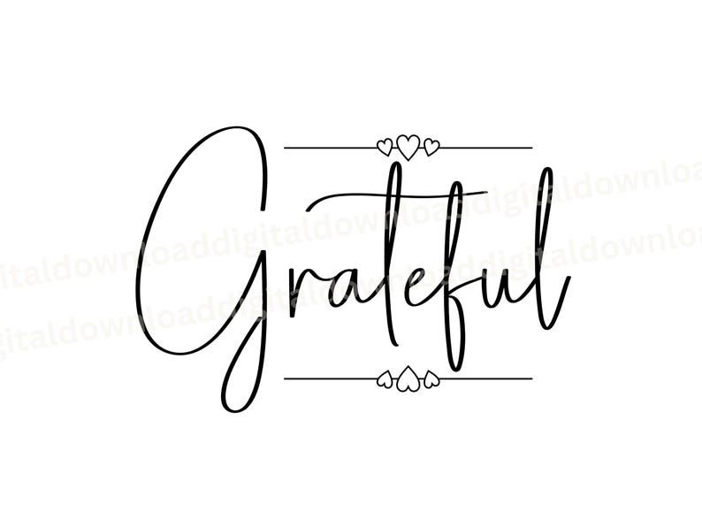 Grateful Cursive Script PNG: Thanksgiving Fall Sublimation (digital ...
