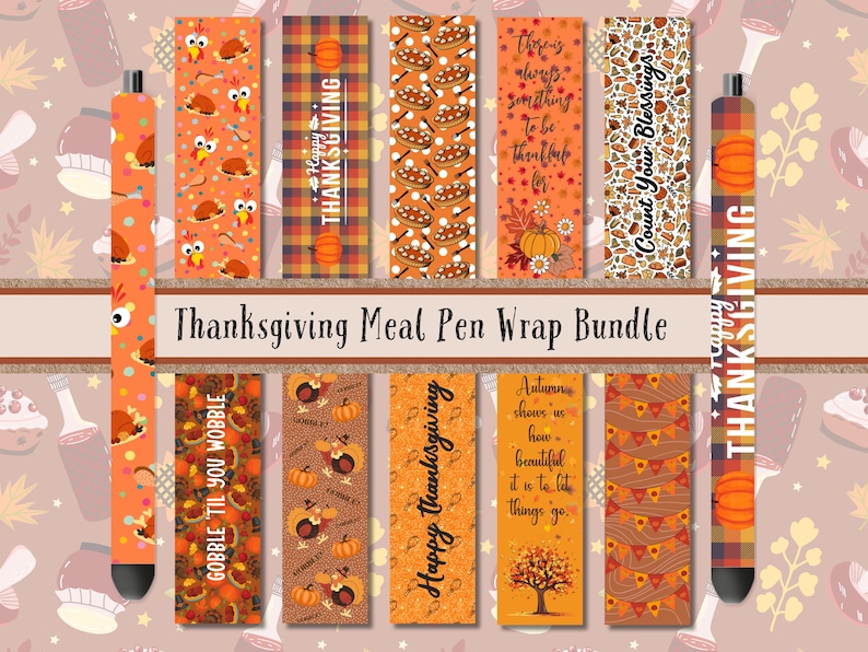 Thanksgiving Pen Wrap Bundle: Turkey Day Designs (PNG Digital Files) - Etsy