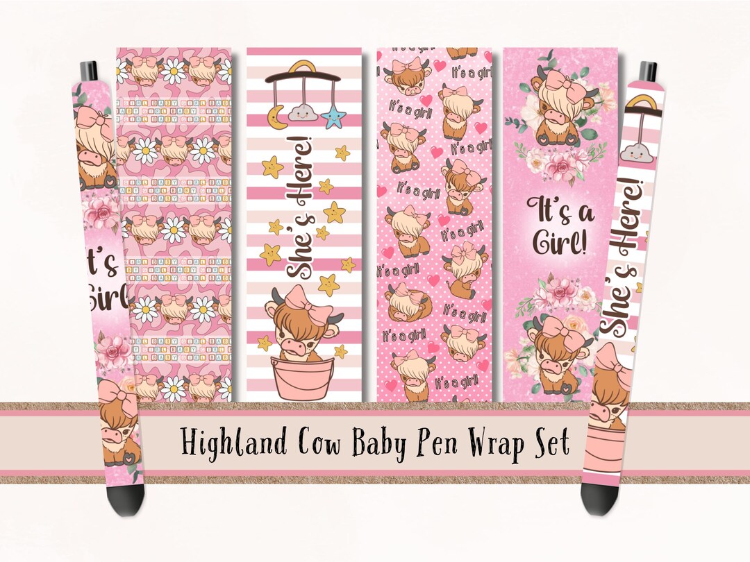 Baby Girl Highland Cow Pen Wrap PNG Bundle (digital Download) - Etsy