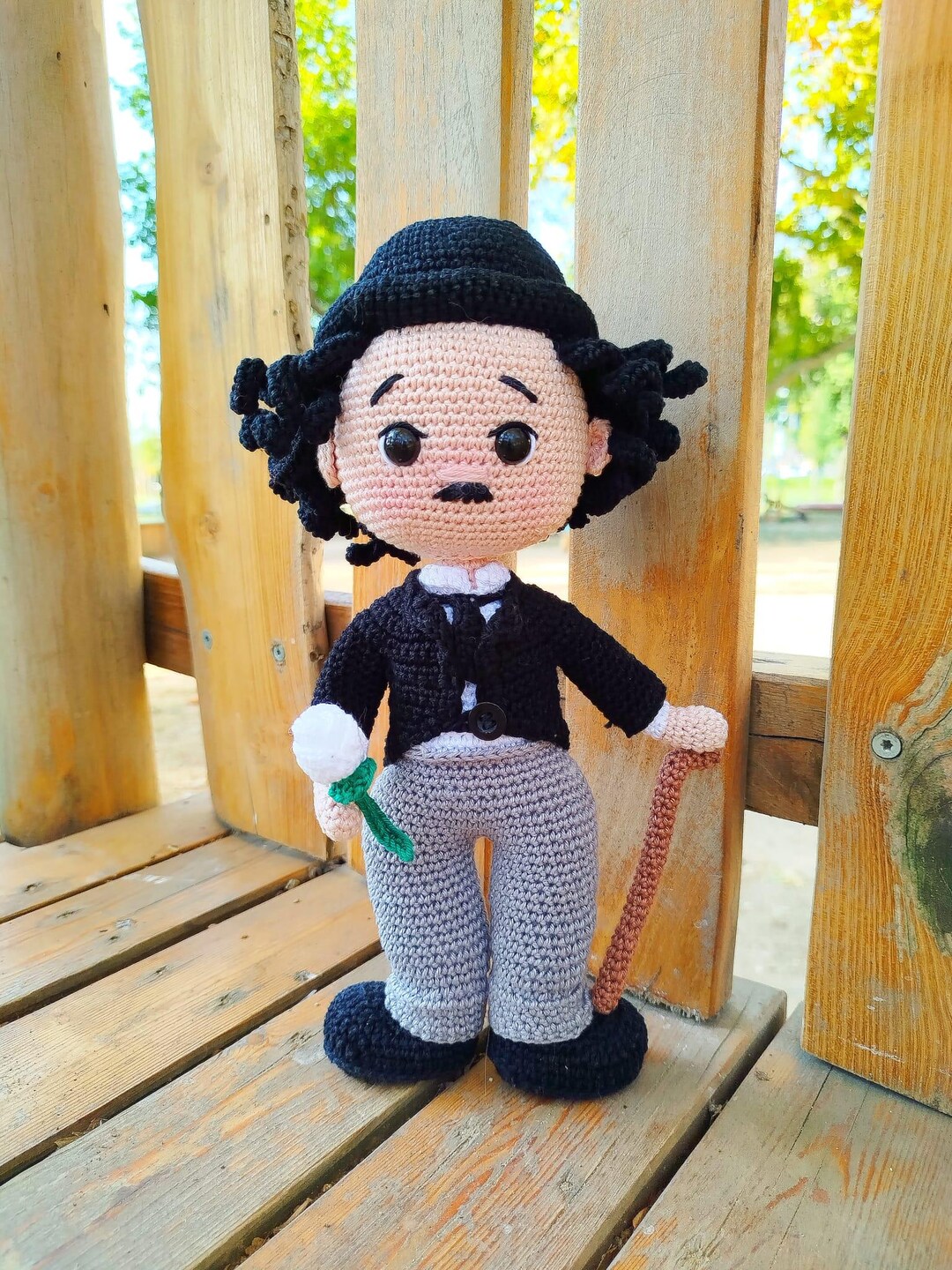 Charlie Chaplin Doll, Crochet Charlie Chaplin, Crochet Famous ...