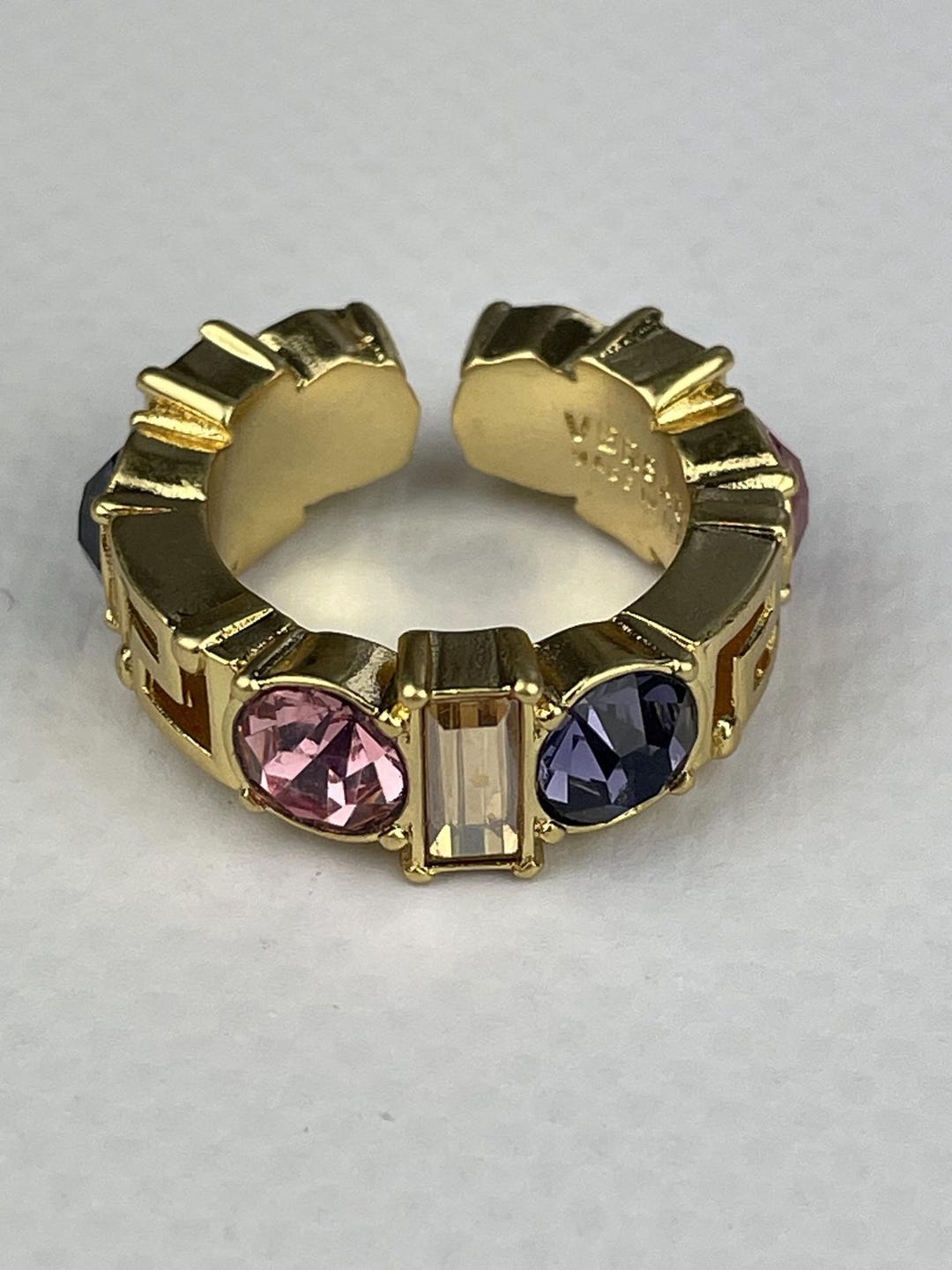 Versace Gold Multicolourcrystal Stone Ring - Etsy