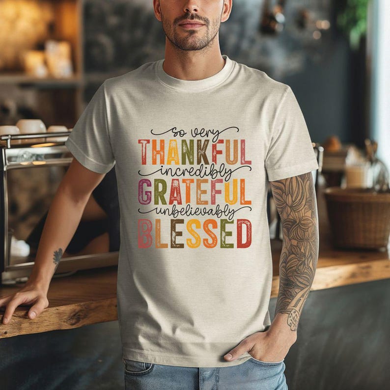 Thankful Grateful Blessed Thanksgiving T-shirt - Etsy