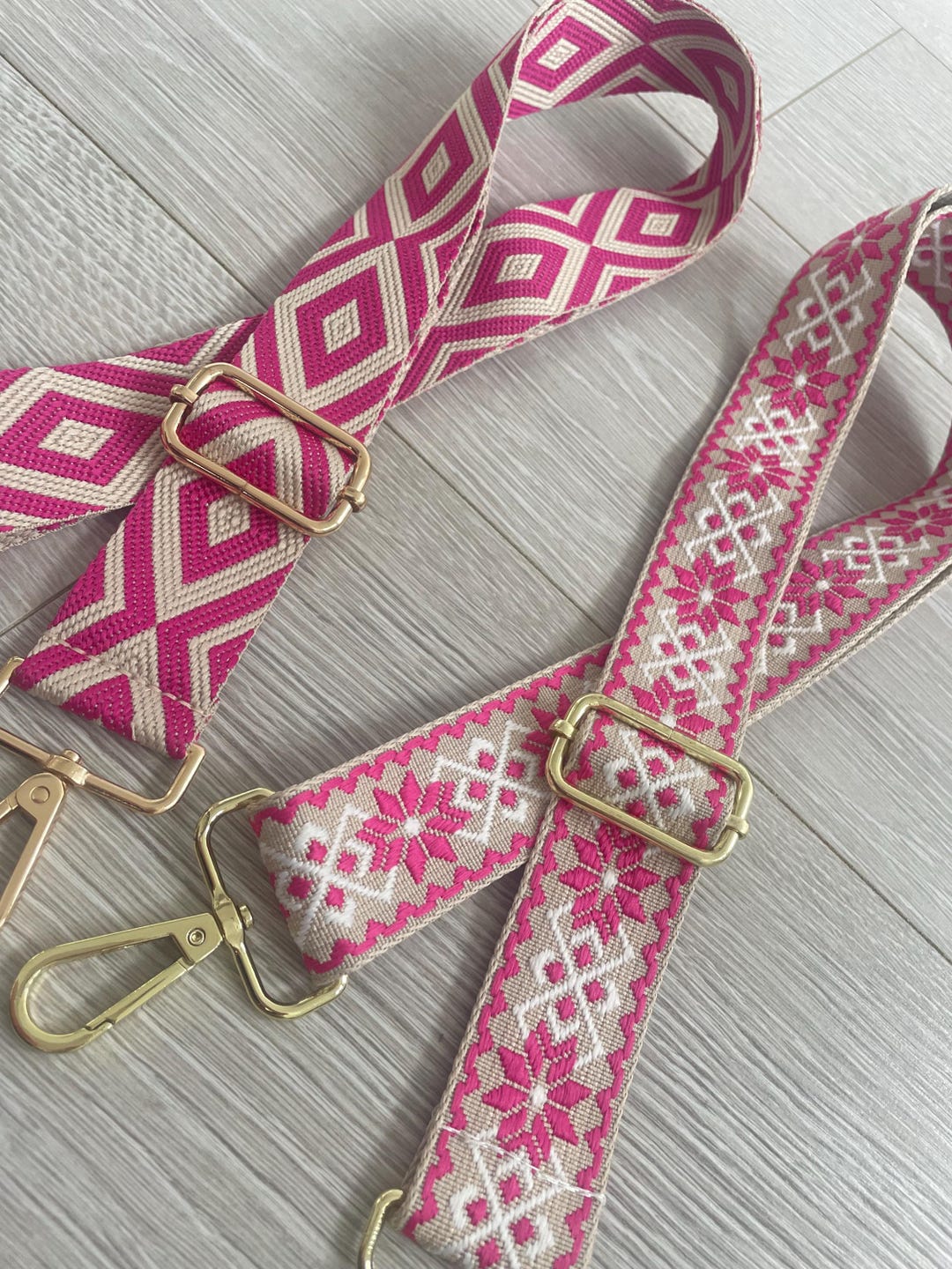 Pink Patterned Crossbody Bag Strap Handbag Strap Camera Bag Strap Gold ...
