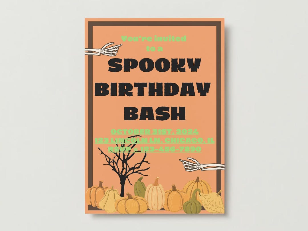 Spooky Birthday Party Invitation Halloween-themed Digital Printable ...