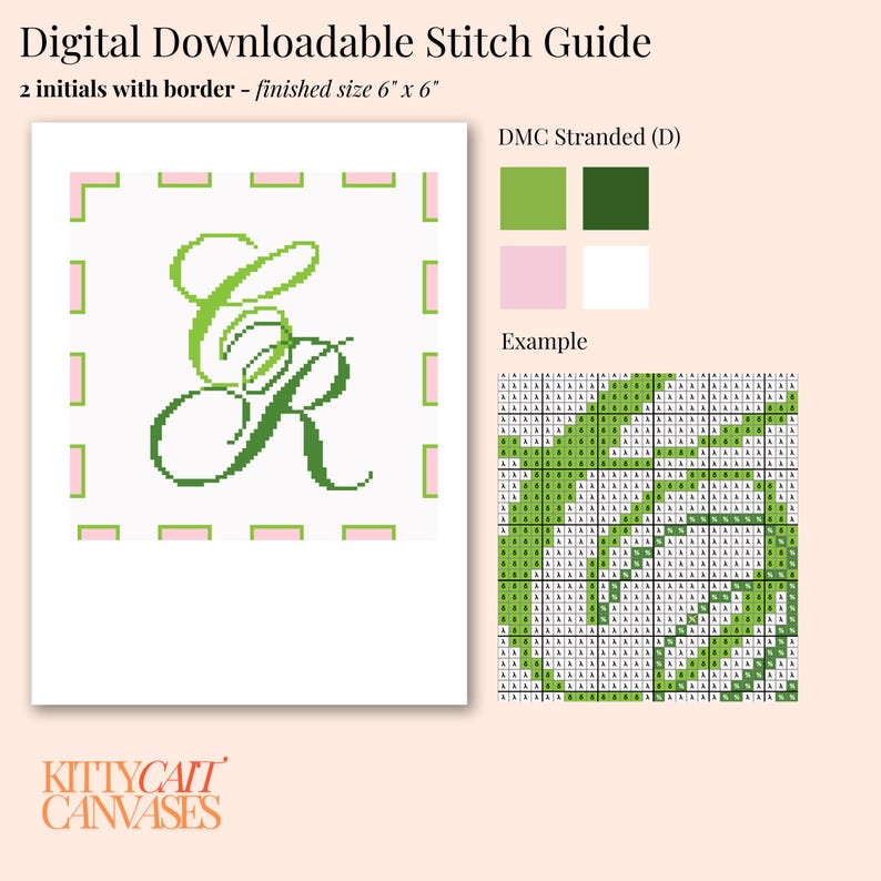 Needlepoint Stitch Guide - 2 Initials C&R - Digital Download - Etsy