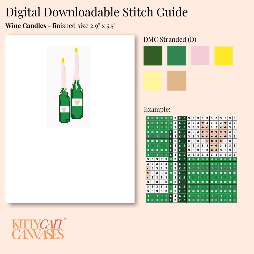 Needlepoint Stitch Guide - Wine Candles - Digital Download - Etsy