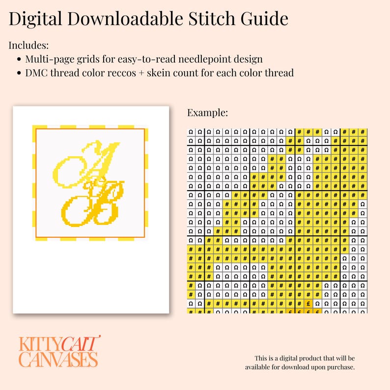 Needlepoint Stitch Guide - 2 Initials A&B - Digital Download - Etsy