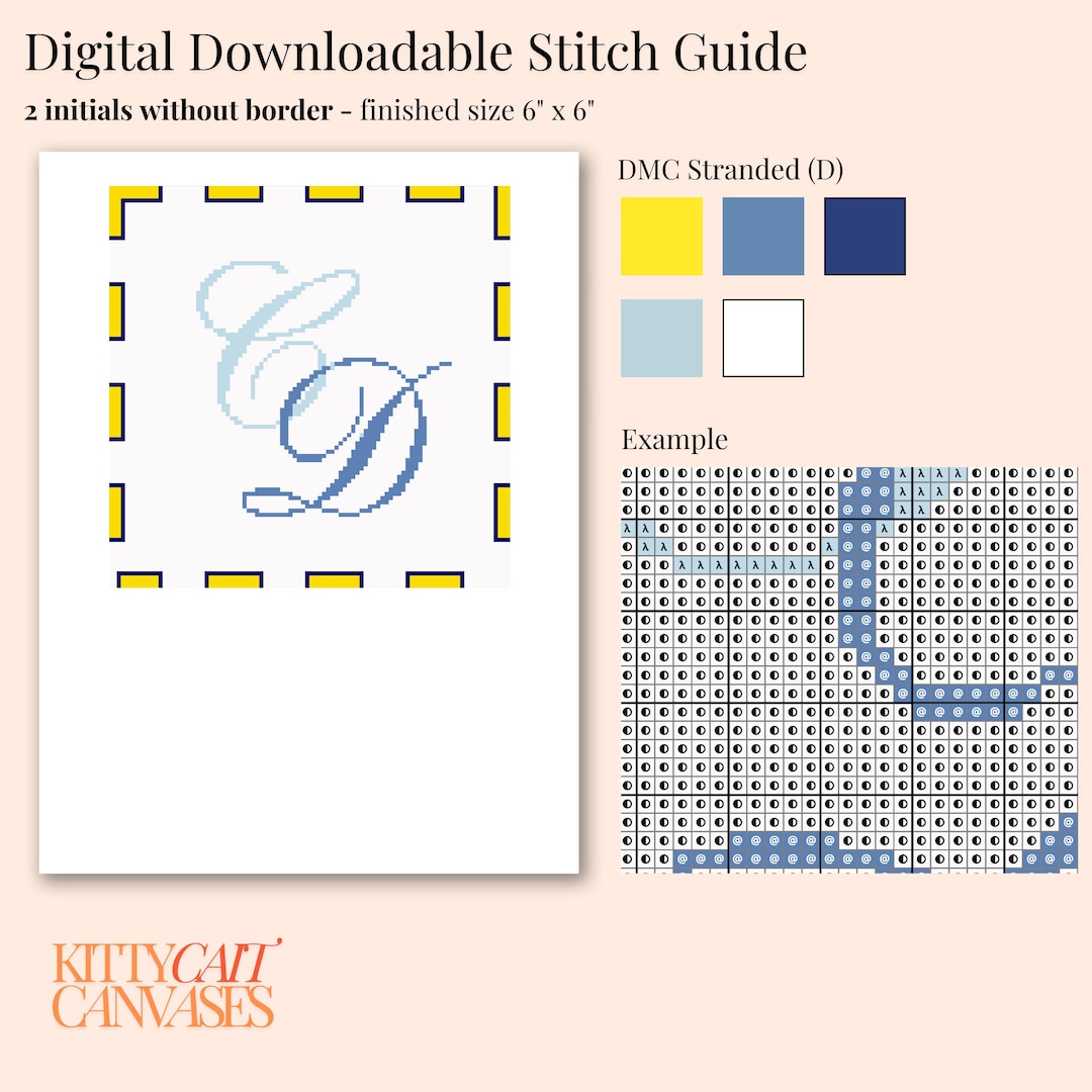 Needlepoint Stitch Guide - 2 Initials C&D - Digital Download - Etsy