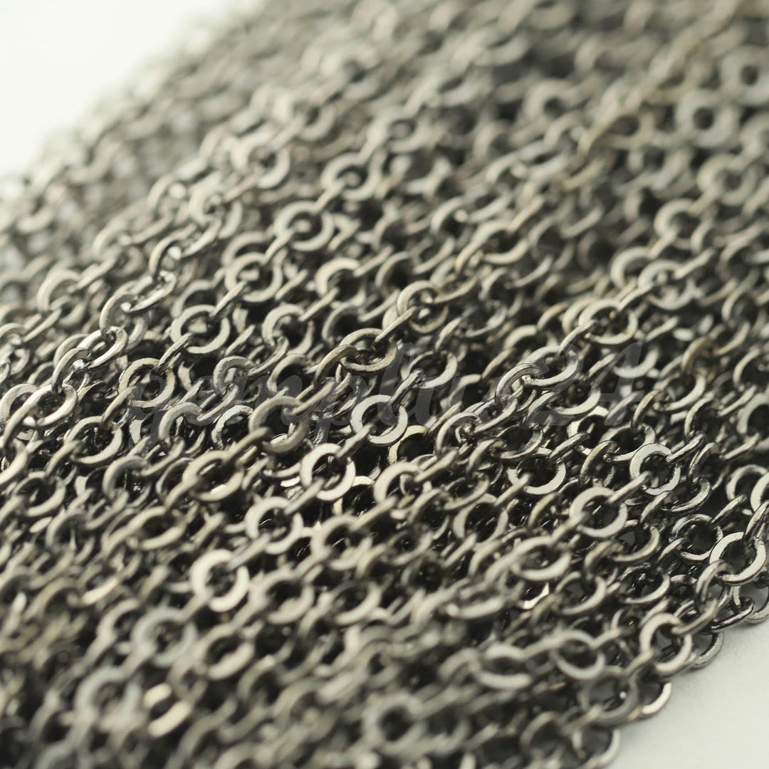 Gunmetal Finish Flat Cable Chain 3x3mm: Soldered Link Plated Jewelry ...
